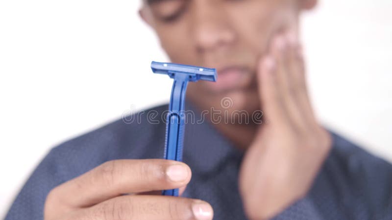 Man Holding Razor Isolated on White Stock Footage - Video of razor ...