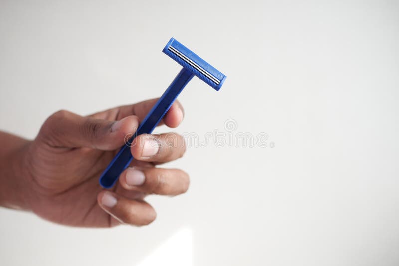 Man Holding Razor Isolated on White Stock Photo - Image of foam, blue ...