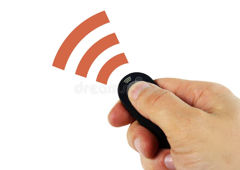 Man Holding Remote Sensor in Hand Sending Signal Stock Image - Image of ...