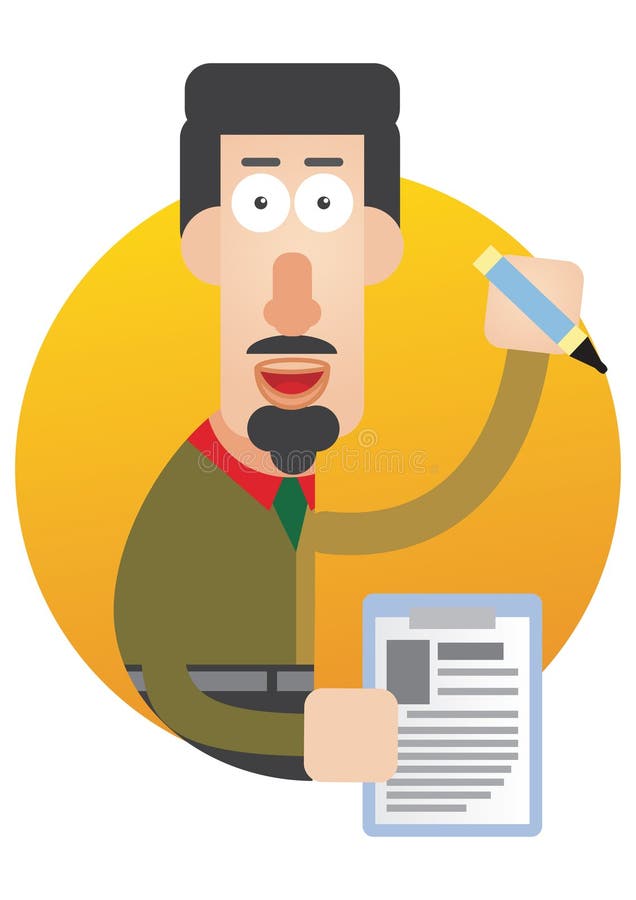 Man Holding Report and Pen. Vector Illustration Decorative Design Stock ...