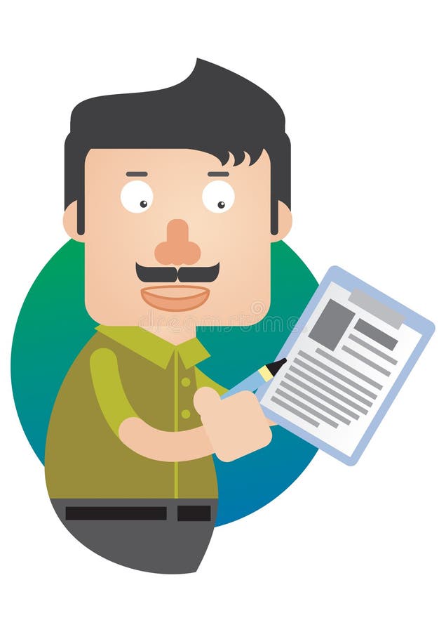 Man Holding Report and Pen. Vector Illustration Decorative Design Stock ...