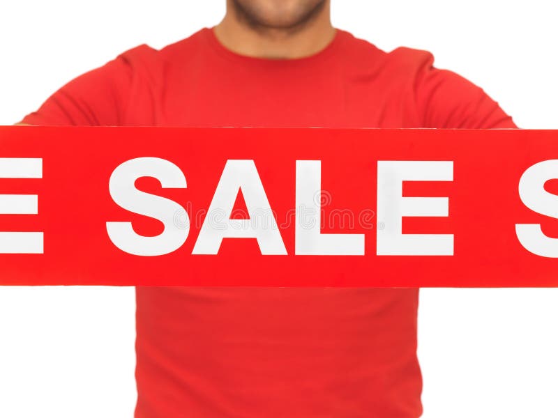 Man holding sale sign stock photo. Image of lifestyle - 27208000