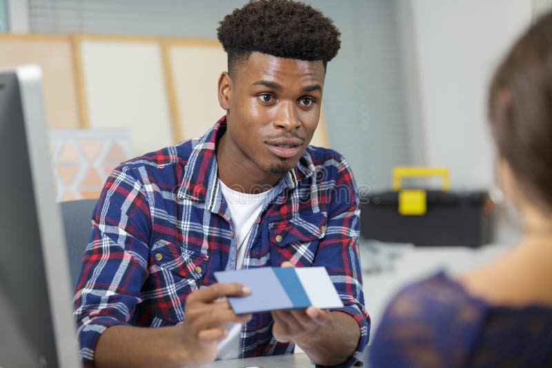 Man Holding Sample Stack Pvc Stock Photo - Image of hand, artisan ...