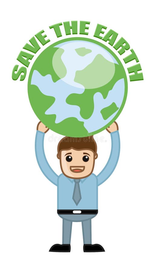 Man Holding Save the Earth Banner with Earth Icon Stock Vector ...