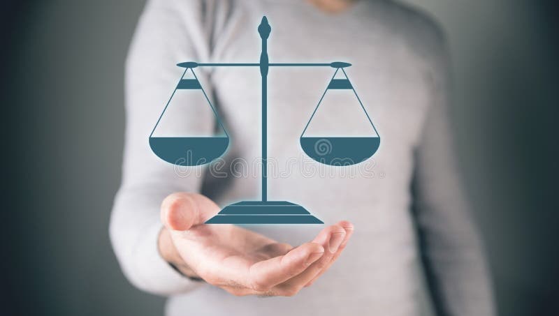 Man Holding Scales Icon in His Hand Stock Photo - Image of decisions ...