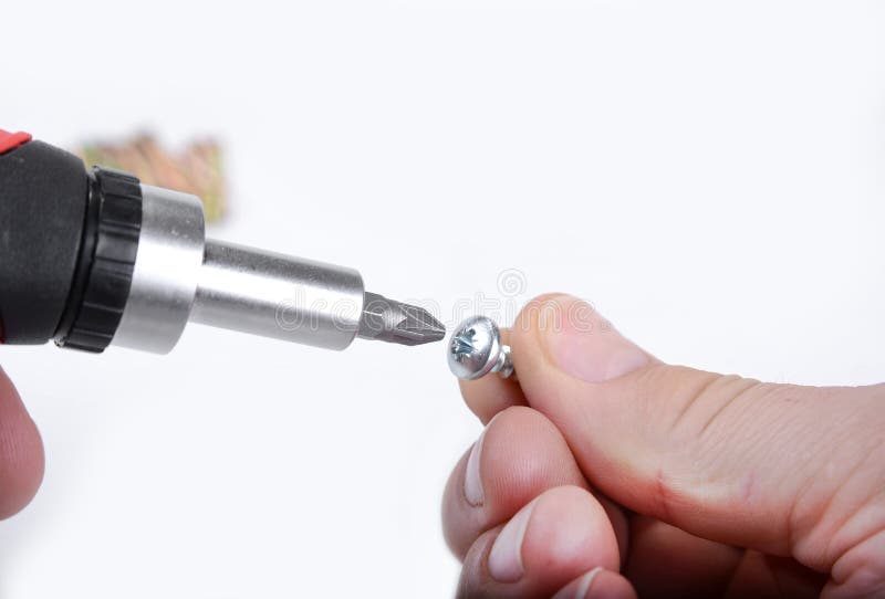 Holding Screwdriver Incorrectly. Incorrect Actions when Working with ...