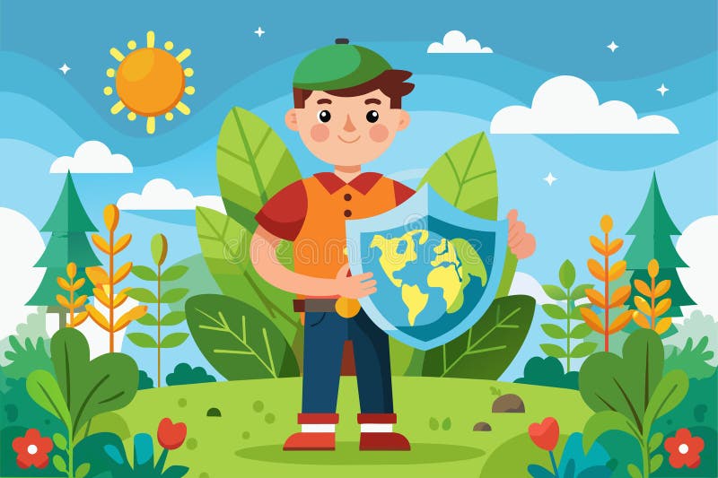 A Man Holding a Shield with a Map on it, Symbolizing Protection and ...