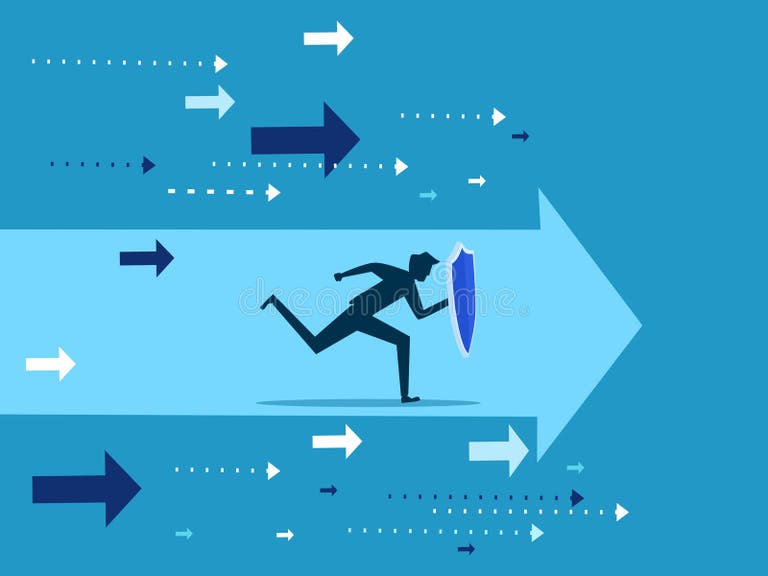 Man Holding a Shield Running in the Direction of the Arrow Pointing ...