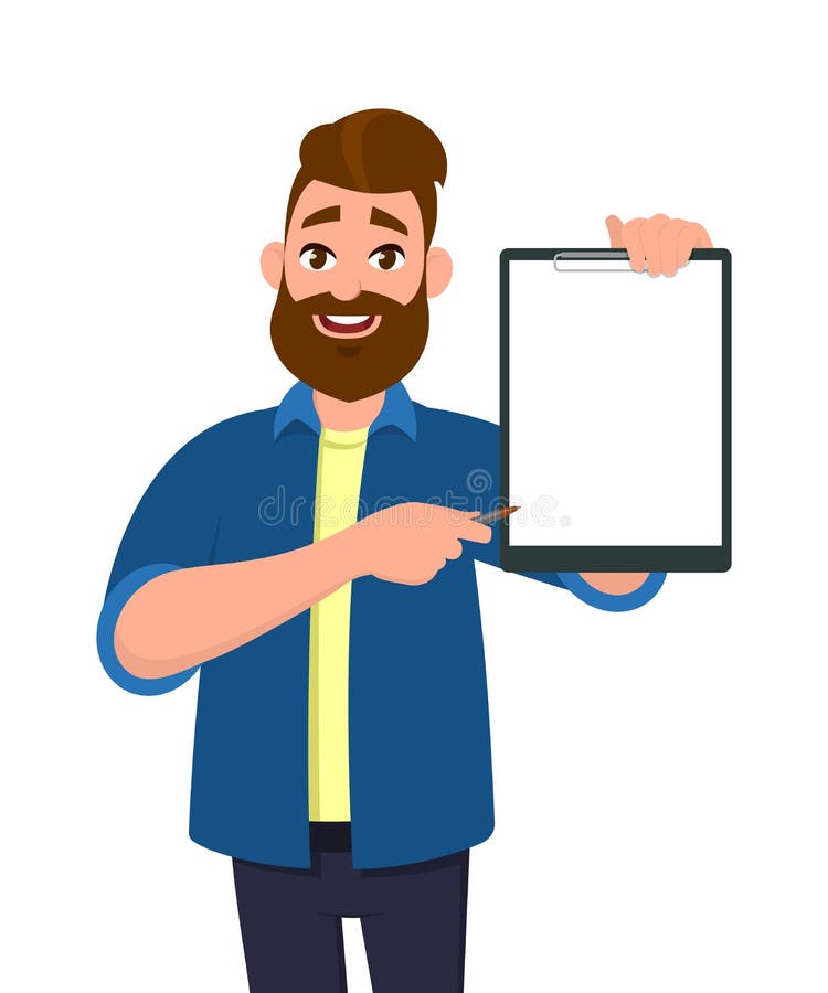 Man Holding Showing A Blank Clipboard Report Record Document And