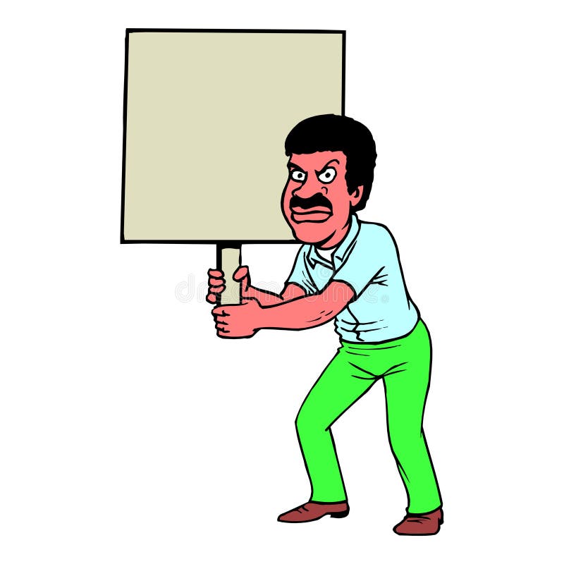 Man holding sign stock vector. Illustration of clipart - 296630917