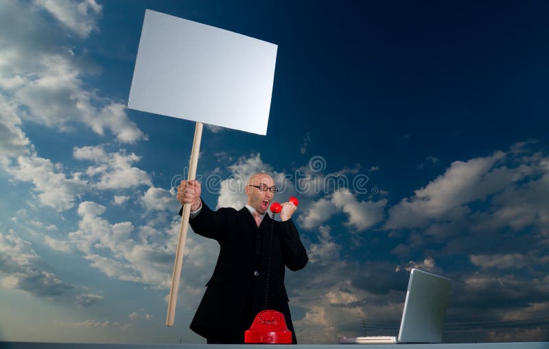 Man Holding Sign stock photo. Image of angry, business - 5427282
