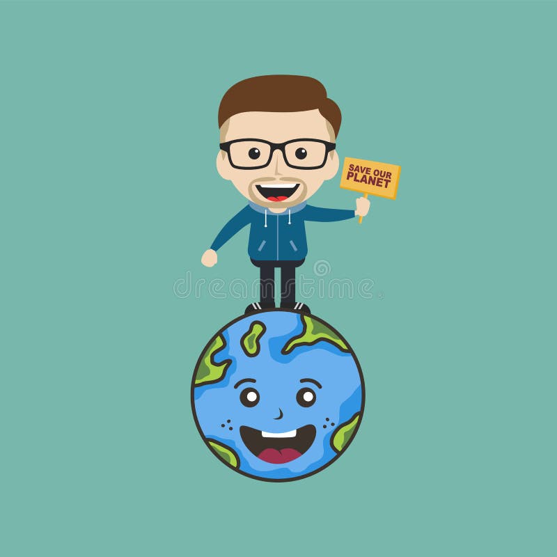 Man Holding Sign Save Earth Global Warming Campaign Stock Vector ...