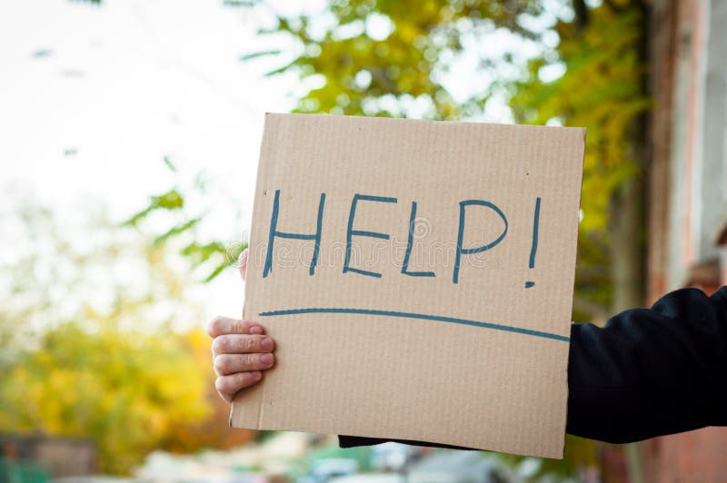 Man Holding a Sign Saying Help Stock Photo - Image of helpless, indian ...