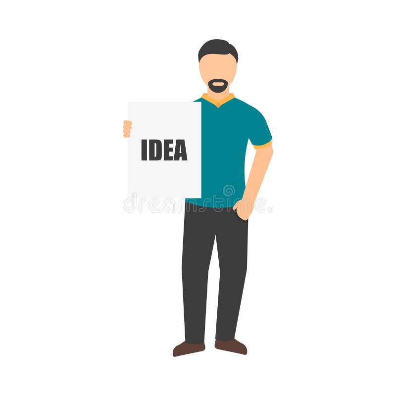Man Holding a Sign that Says Idea Stock Vector - Illustration of ...