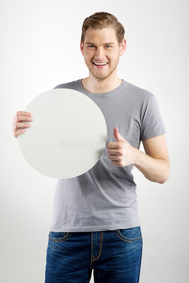 Man holding sign stock photo. Image of isolated, smile - 40793020