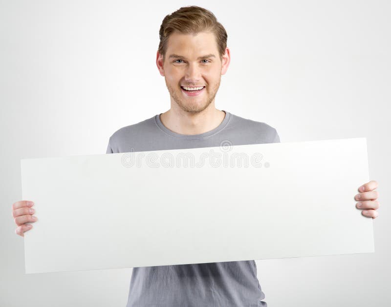 Man holding sign stock image. Image of happy, placard - 40793025