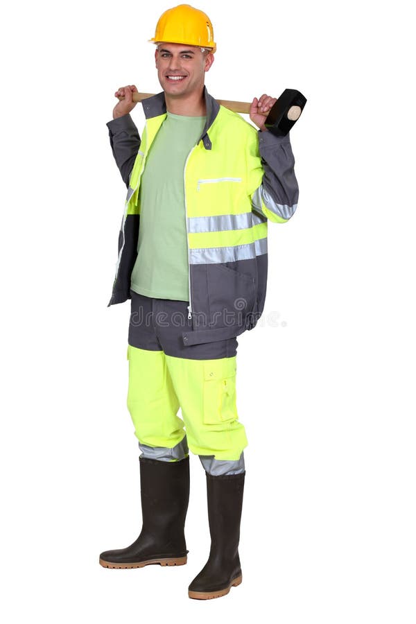 Man holding sledge hammer stock image. Image of masses - 32239257