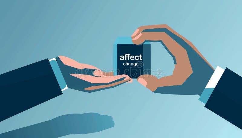A Man is Holding a Small Box with the Word Affect Change Written on it ...