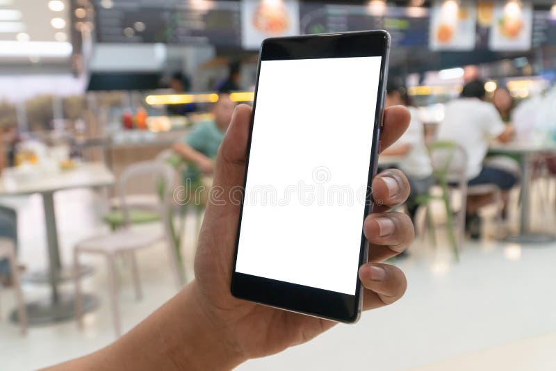 Man Holding Smartphone with Blank Screen.Blank Screen Mobile Phone for ...