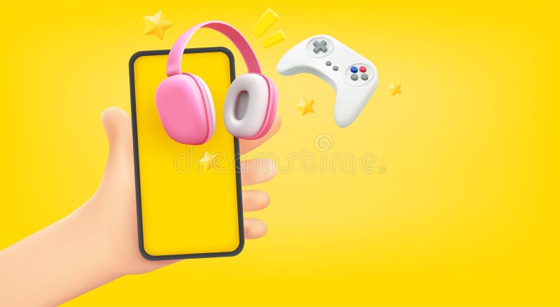 Man Holding Smartphone With Multimedia Gadgets 3d Vector Banner With