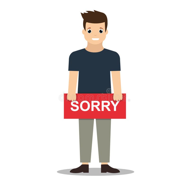Man Holding a Sorry Sign Illustration Design Stock Illustration ...