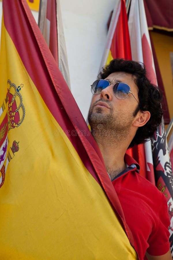 Man holding spanish flag stock photo. Image of holding - 15276510