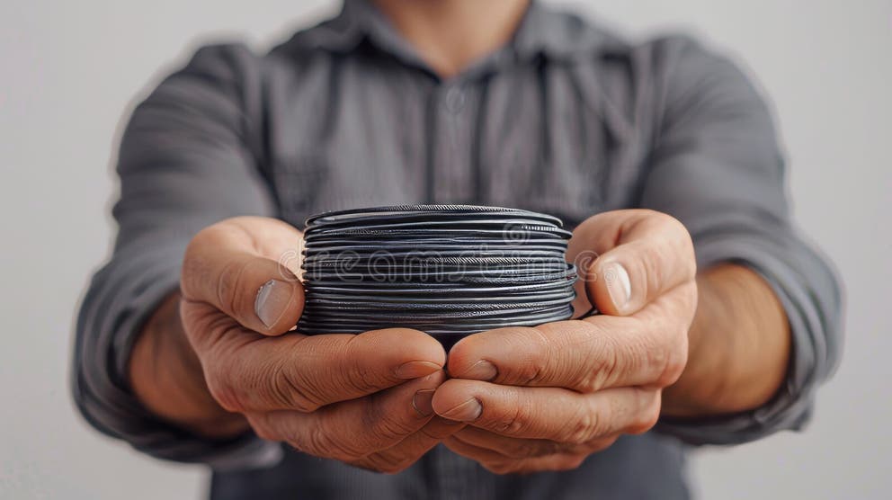A Man Holding a Stack of Wires Stock Illustration - Illustration of ...