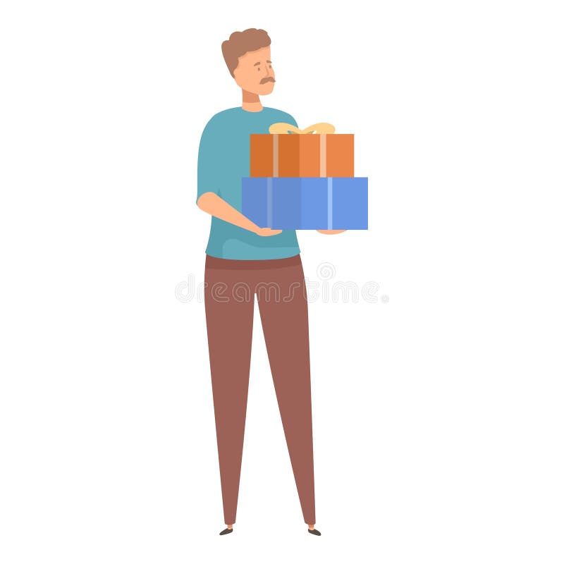 Man Holding Stacked Gift Boxes, a Celebration of Giving Stock Vector ...