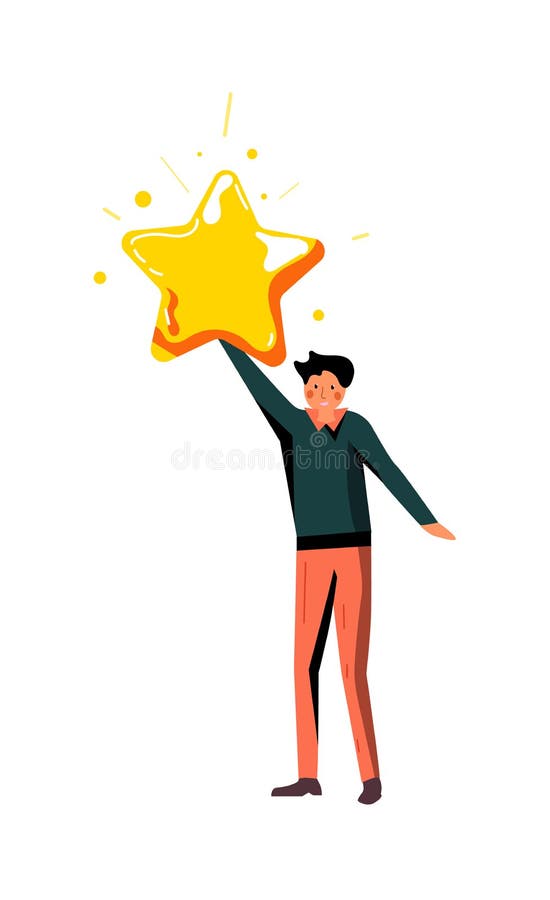 Man with Rating Star Over Head Isolated on White Stock Vector ...