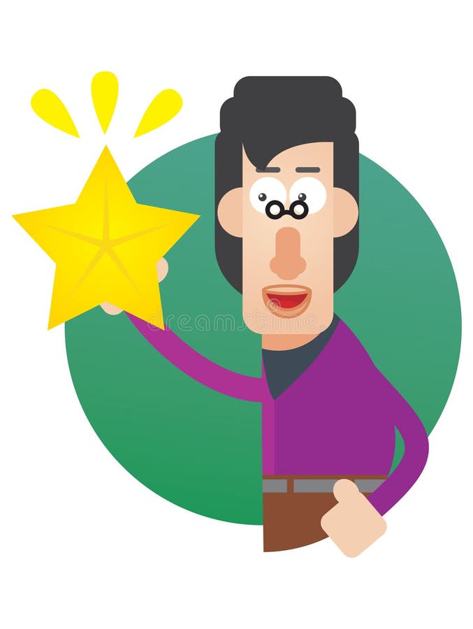 Man Holding a Star. Vector Illustration Decorative Design Stock Vector ...