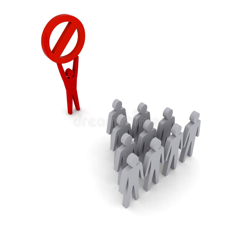 Man Holding Stop Sign in Front of the Team. Stock Illustration ...