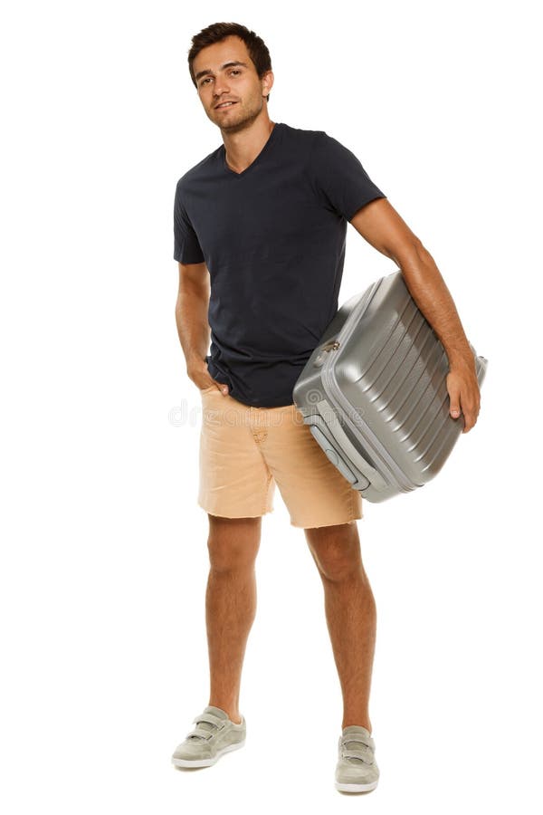 Man Holding Suitcase Under Arm Stock Photo - Image of lifestyle ...