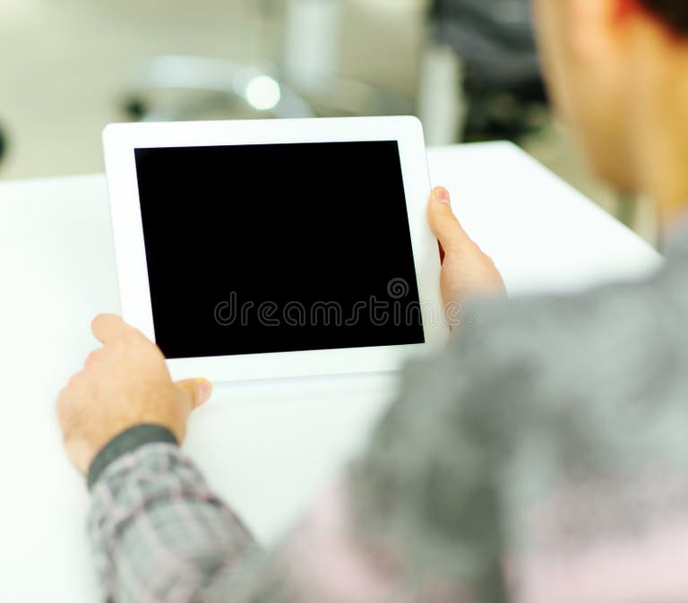 Man Holding Tablet Computer Stock Photo - Image of male, hand: 35196688