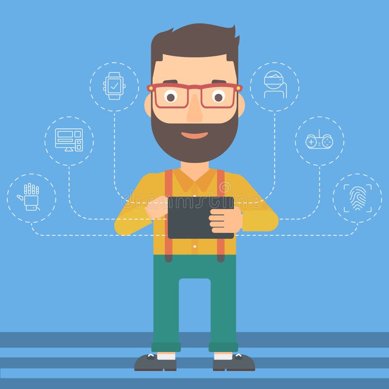 Learn To Use a Tablet Isolated Cartoon Vector Illustration. Stock ...