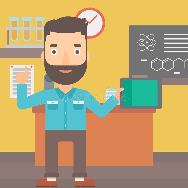 Man Holding Tablet Computer. Stock Vector - Illustration of inside ...