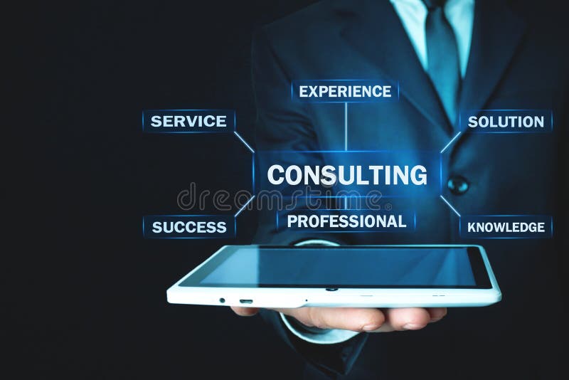 Man Holding Tablet with Consulting Text. Business Concept Stock Photo ...