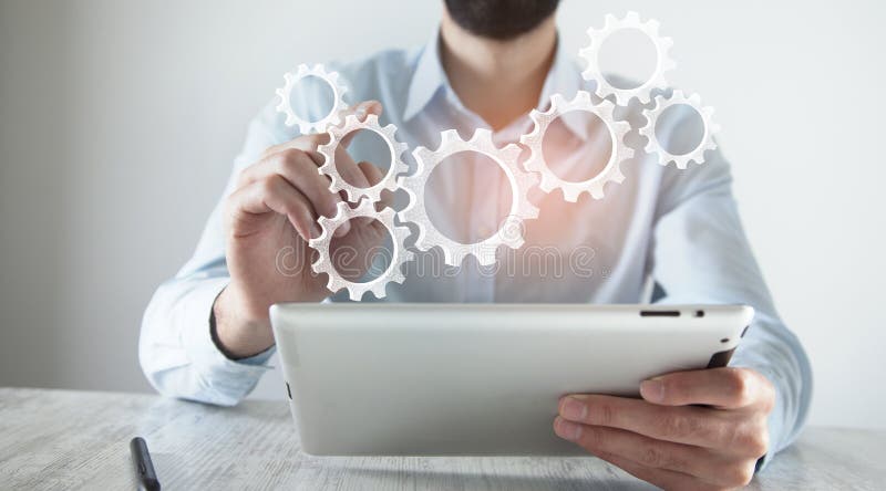 Technology Interface with Gear Wheel Stock Image - Image of management, energy: 268005635