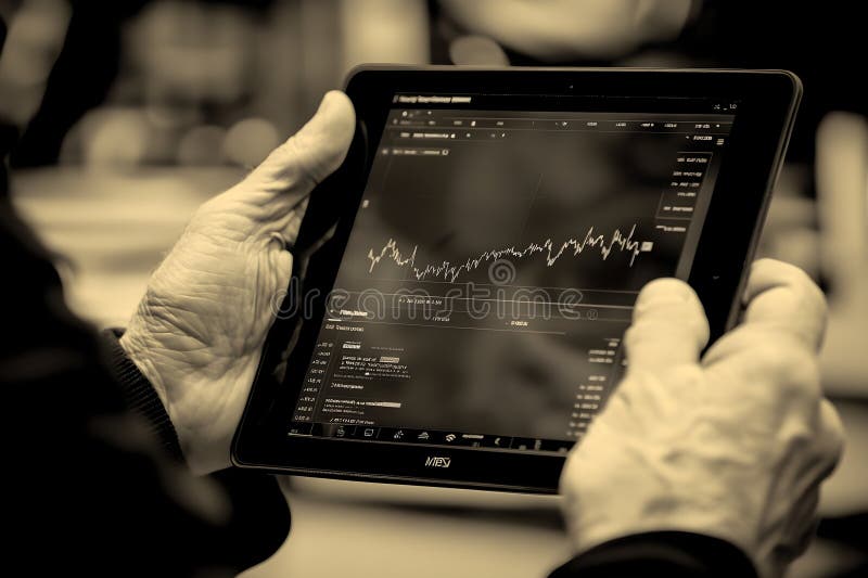 A Man is Holding a Tablet with a Graph on it Stock Illustration ... A Man is Holding a Tablet with a Graph on it Stock Illustration ...