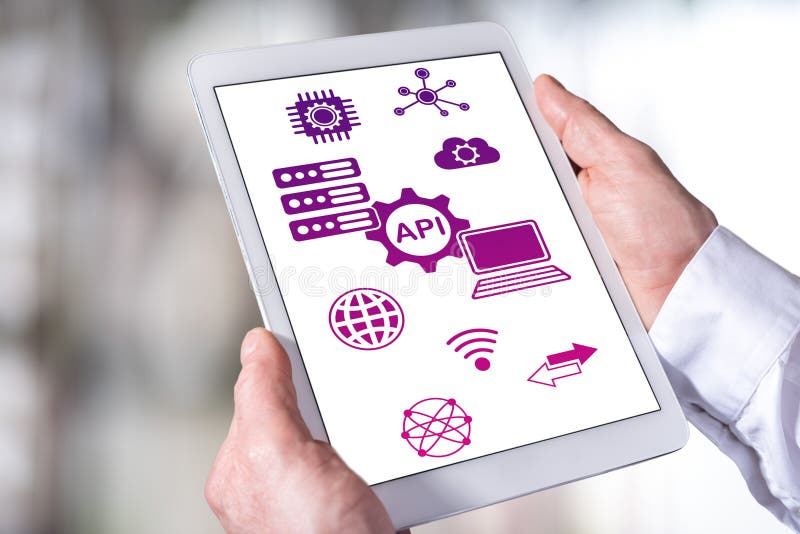 Api concept on a tablet stock photo. Image of program - 287465680