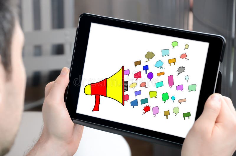 Communication Concept on a Tablet Stock Image - Image of people, bubble ...