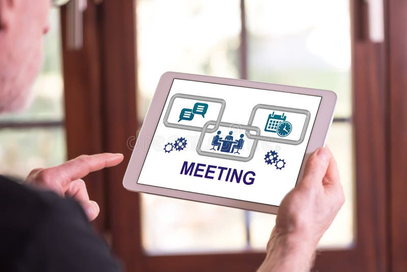 Meeting Concept on a Tablet Stock Photo - Image of business, discussion ...