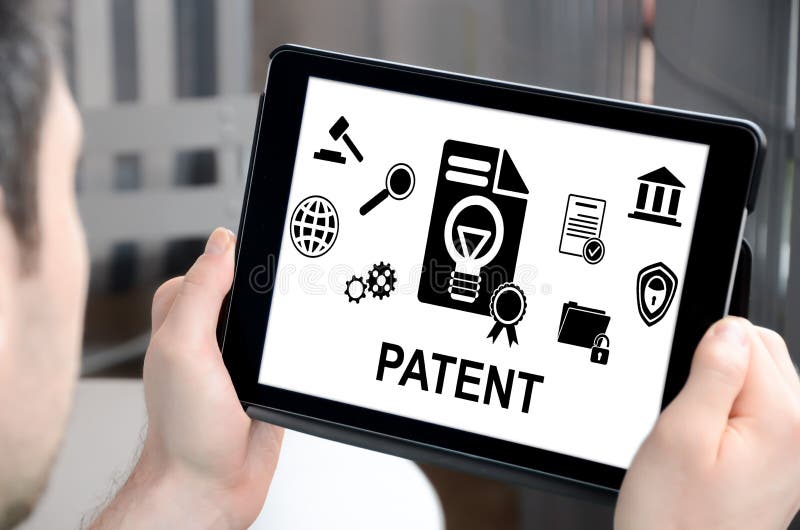 Patent concept on a tablet stock photo. Image of innovation - 215572882