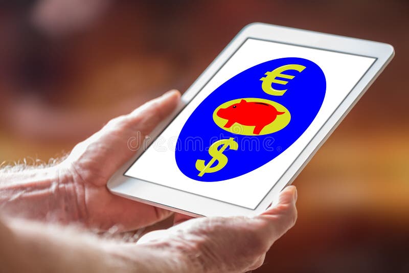 Saving Money Concept on a Tablet Stock Photo - Image of pension ...