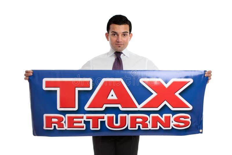 Man Holding Tax Returns Sign Stock Photo - Image of background, analyst ...