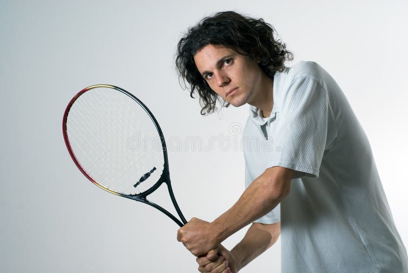 Man Holding a Tennis Racket - Horizontal Stock Photo - Image of ...