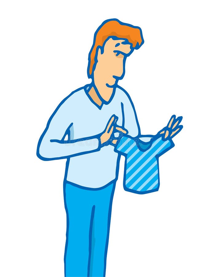 Man holding a tiny shirt stock vector. Illustration of happy - 44958655