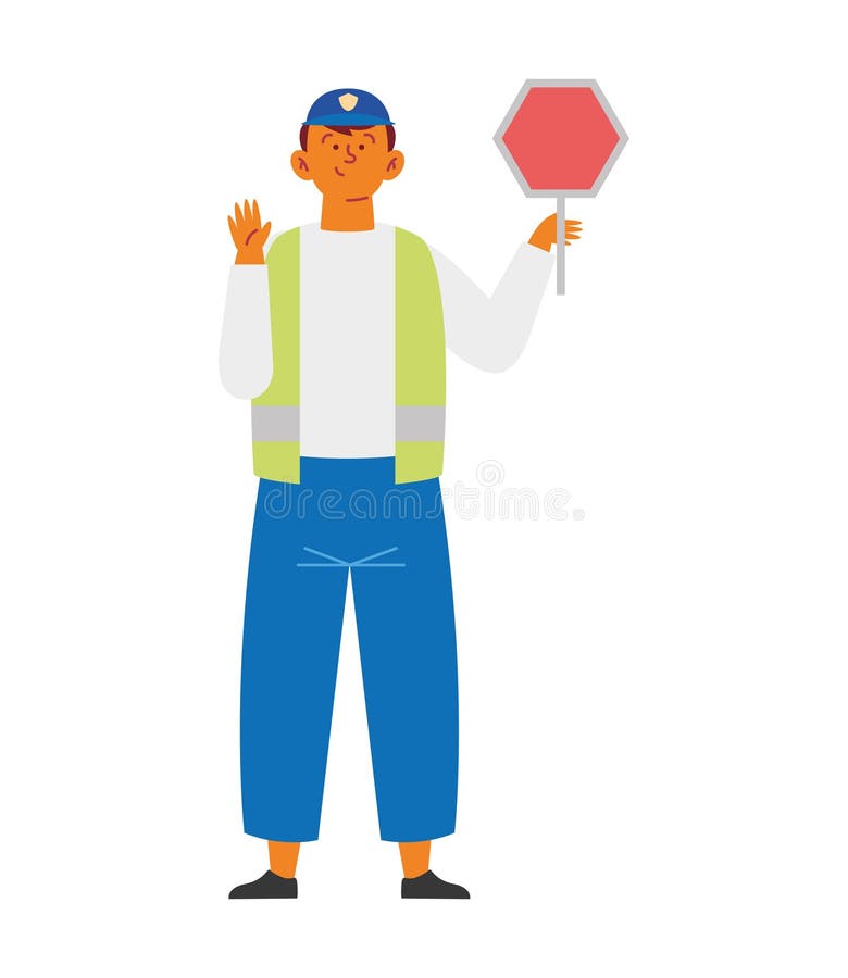 Man Holding Traffic Sign of Stop Stock Vector - Illustration of ...
