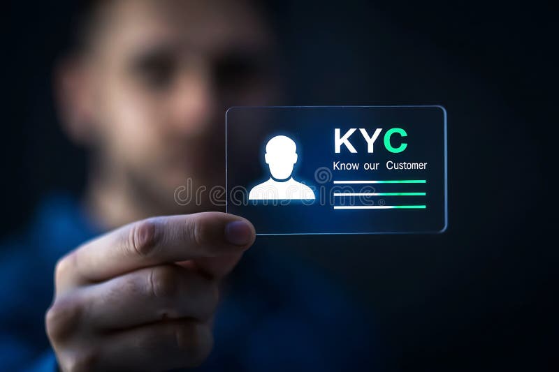 Man Holding a Transparent Card with Kyc Know Your Customer Text and ...
