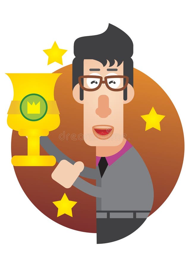 Man Holding Trophy. Vector Illustration Decorative Design Stock Vector ...