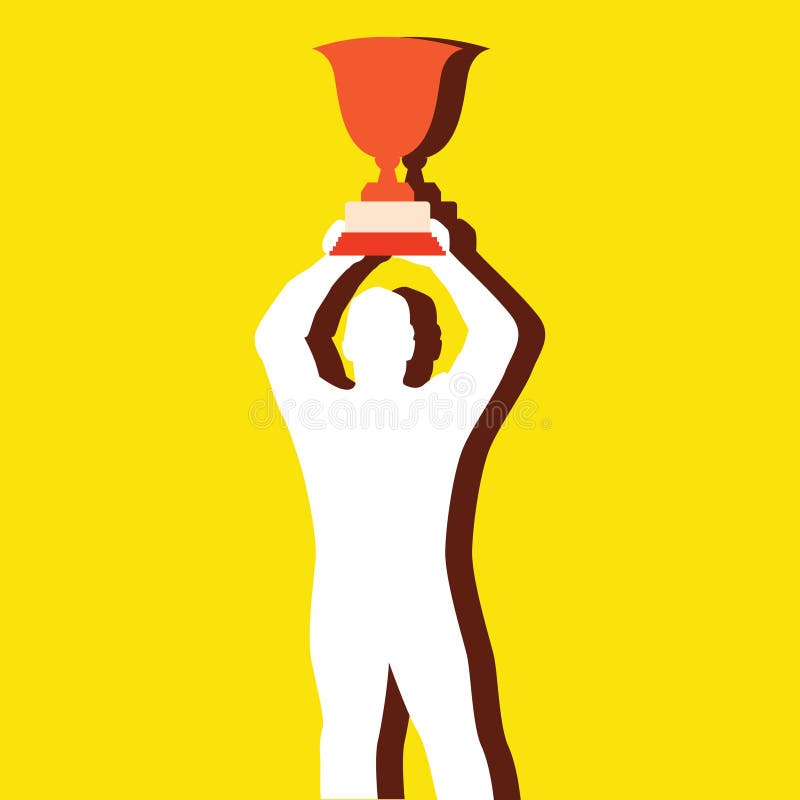 Man Holding a Trophy. Vector Illustration Decorative Design Stock ...